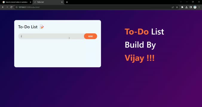 #todolist #html #css #javascript | Vijay Sudhakar #todolist #html #css #javascript | Vijay Sudhakar