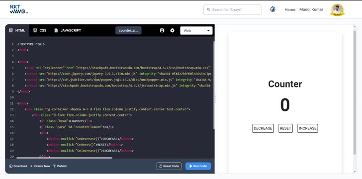 Manoj Kumar Pendem on LinkedIn: #ccbpian #ccbp #nxtwave #js #css #html Manoj Kumar Pendem on LinkedIn: #ccbpian #ccbp #nxtwave #js #css #html