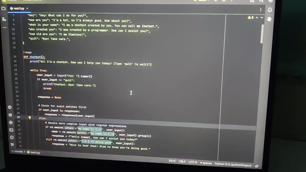 My last project:Task-3 Chatbot with codealpha | Sharmila Ippili posted ... My last project:Task-3 Chatbot with codealpha | Sharmila Ippili posted ...