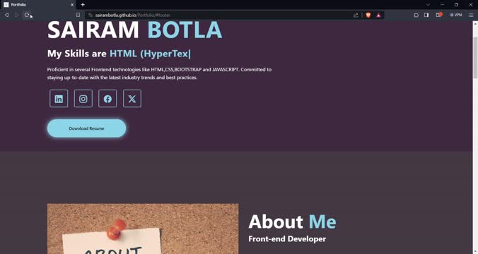 Created a Portfolio of my work using HTML, CSS and JavaScript | Sairam ... Created a Portfolio of my work using HTML, CSS and JavaScript | Sairam ...