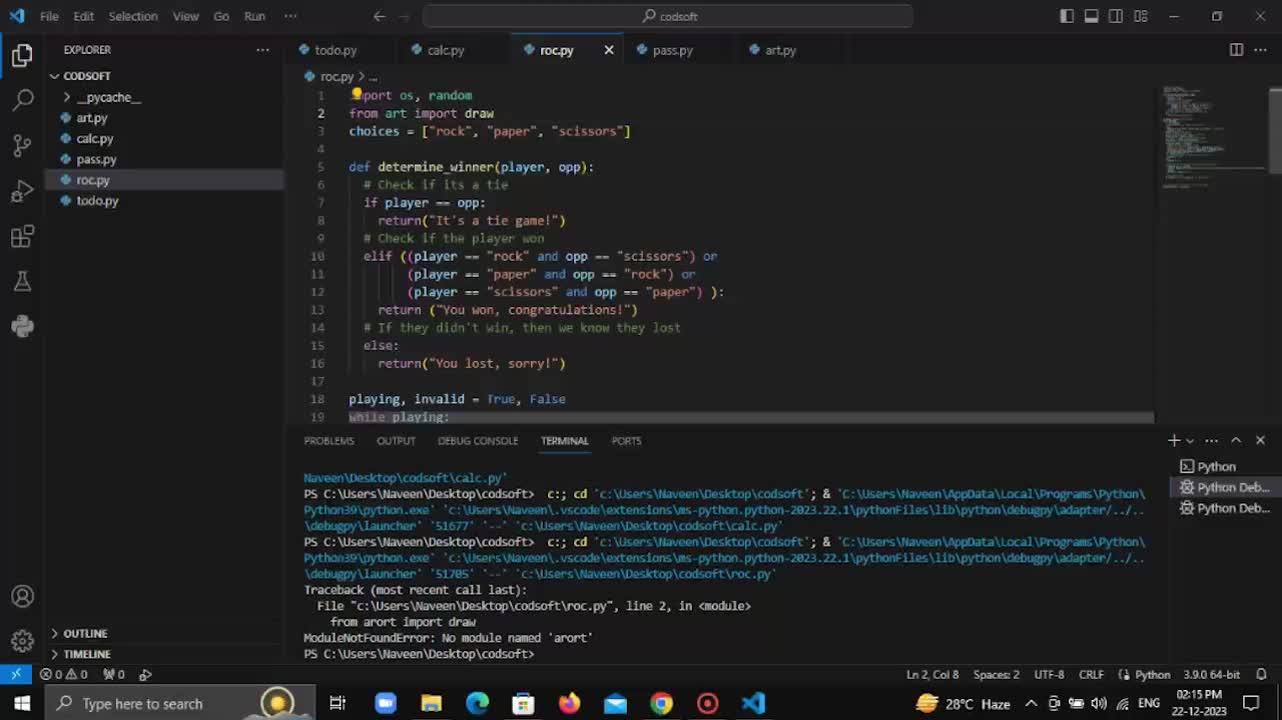 Naveen R on LinkedIn: #codsoft #pythonprogramming Naveen R on LinkedIn: #codsoft #pythonprogramming