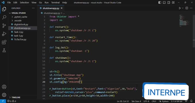 Mandapati Dhanush Yadav on LinkedIn: #shutdown #task #python #intenpe Mandapati Dhanush Yadav on LinkedIn: #shutdown #task #python #intenpe