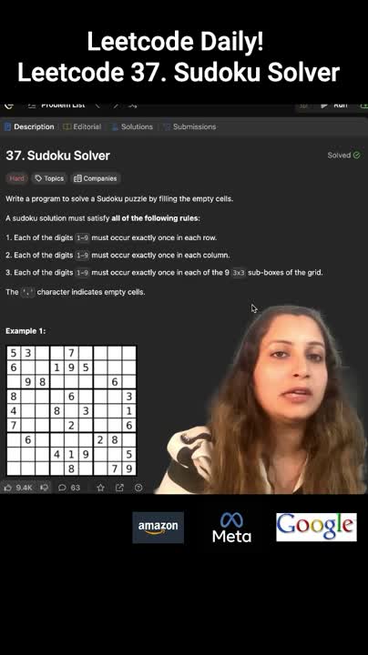 Join Leetcode's Sudoku Solver challenge | Snigdha Kakkar posted on the ... Join Leetcode's Sudoku Solver challenge | Snigdha Kakkar posted on the ...