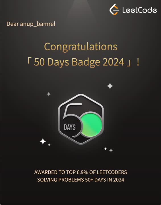 Anup Bamrel on LinkedIn: #leetcode #codingmilestone Anup Bamrel on LinkedIn: #leetcode #codingmilestone