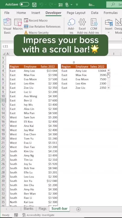 Suvidha EV on LinkedIn: learn to create scrollbar in excel Suvidha EV on LinkedIn: learn to create scrollbar in excel