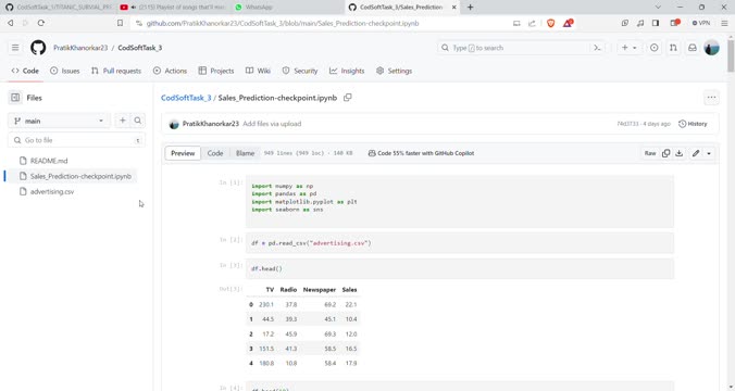 Pratik Khanorkar on LinkedIn: #codsoft #pandas #numpy #matplotlib # ... Pratik Khanorkar on LinkedIn: #codsoft #pandas #numpy #matplotlib # ...