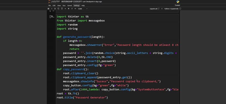 Dev Solanki on LinkedIn: #python #tkinter #passwordgenerator #codsoft Dev Solanki on LinkedIn: #python #tkinter #passwordgenerator #codsoft