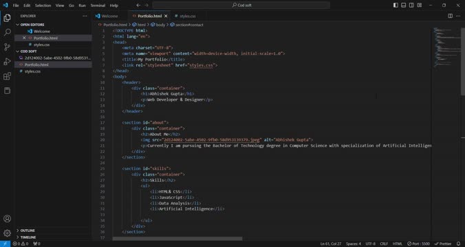 Abhishek Gupta on LinkedIn: Task 1: Make a portfolio using HTML,CSS ... Abhishek Gupta on LinkedIn: Task 1: Make a portfolio using HTML,CSS ...