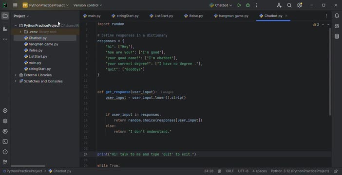 Riazat Ali on LinkedIn: #basicchatbot #python #programming #internship ... Riazat Ali on LinkedIn: #basicchatbot #python #programming #internship ...