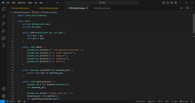 Abhishek Sutar on LinkedIn: Codesoft ATM_machine Abhishek Sutar on LinkedIn: Codesoft ATM_machine