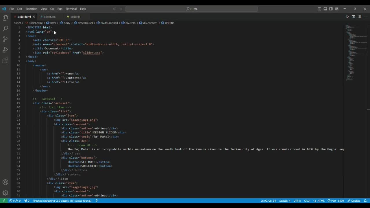 Created a slider web page using HTML, CSS, and JavaScript | Abhinav ... Created a slider web page using HTML, CSS, and JavaScript | Abhinav ...