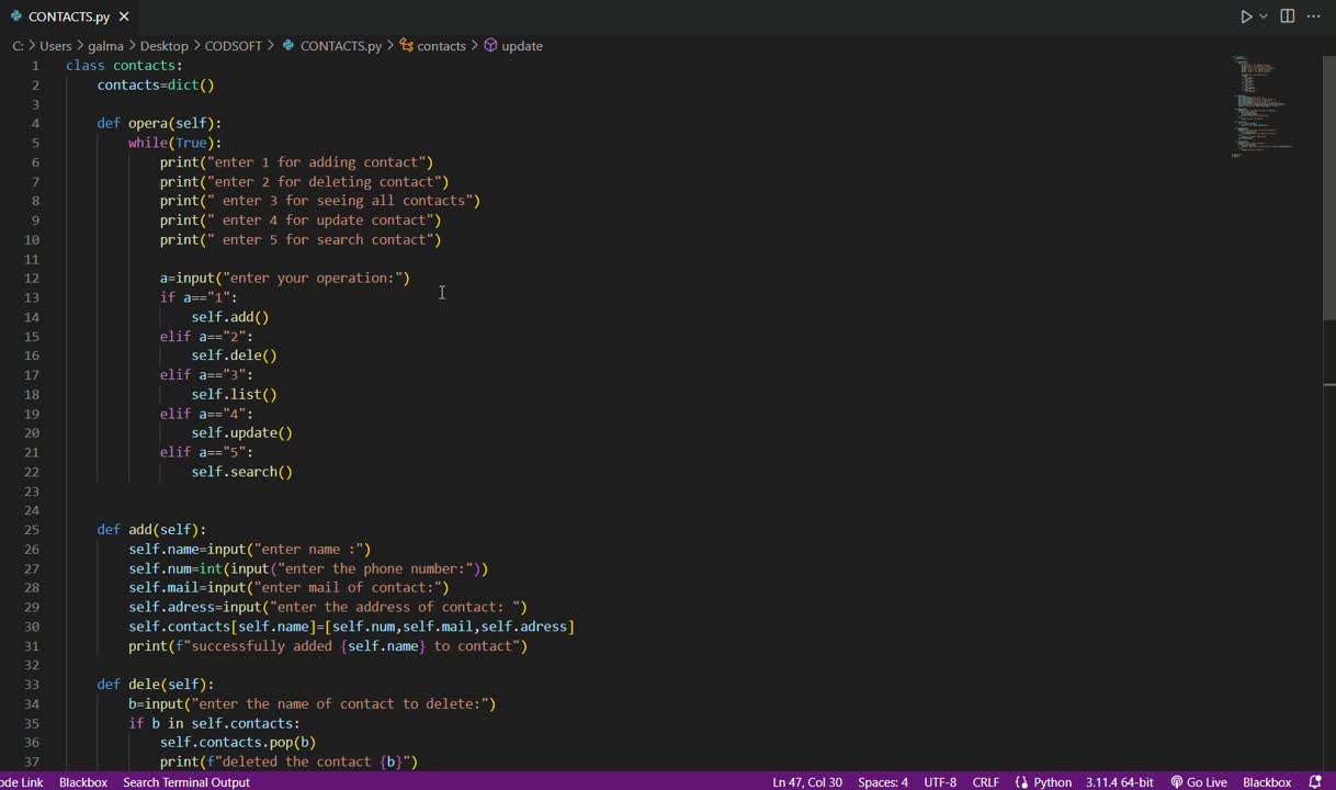 GALMA UDAY KIRAN REDDY on LinkedIn: #codsoft #pythonprogramming #internship GALMA UDAY KIRAN REDDY on LinkedIn: #codsoft #pythonprogramming #internship