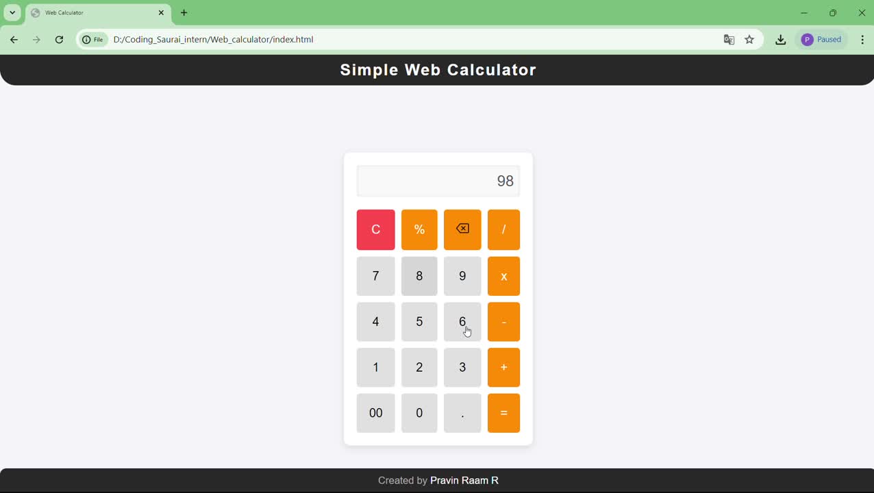 Pravin Raam on LinkedIn: 🚀 Project Completed: Web Calculator ... Pravin Raam on LinkedIn: 🚀 Project Completed: Web Calculator ...