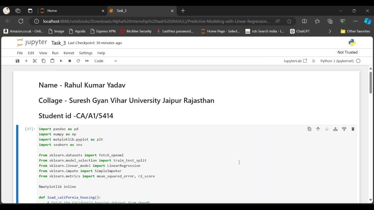 Completed Task 3: Predictive Modeling with Linear Regression | Rahul ... Completed Task 3: Predictive Modeling with Linear Regression | Rahul ...