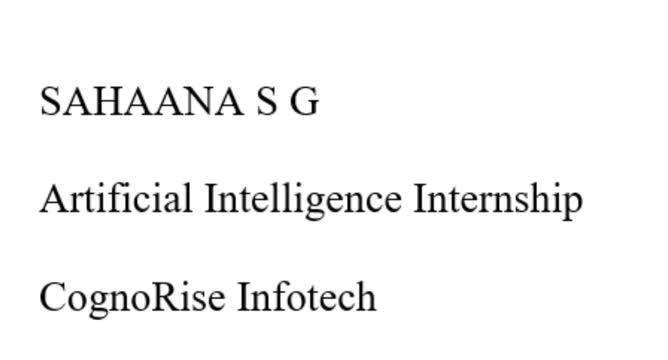 SAHAANA S G on LinkedIn: #cognorise #internship #learning # ... SAHAANA S G on LinkedIn: #cognorise #internship #learning # ...