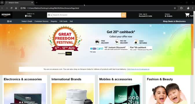 Raktim Roy on LinkedIn: Made this clone of Amazon.in with HTML and CSS Raktim Roy on LinkedIn: Made this clone of Amazon.in with HTML and CSS