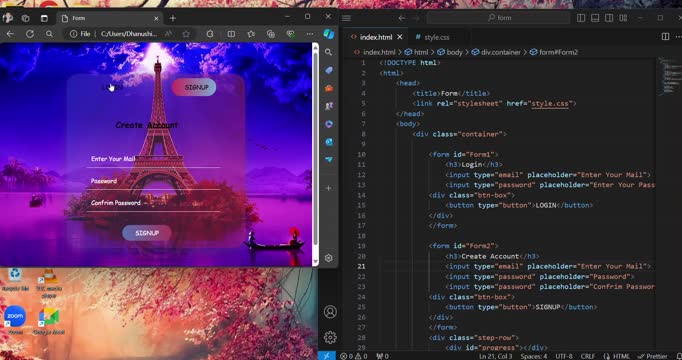 Created a login and signup page with HTML | Dhanushiya D posted on the ... Created a login and signup page with HTML | Dhanushiya D posted on the ...