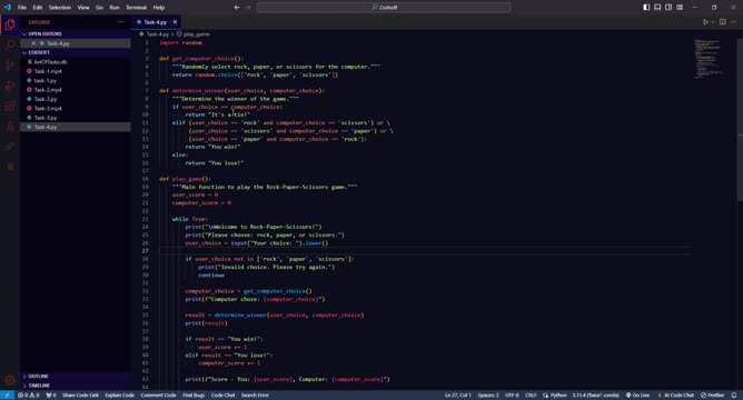 Ashwin T on LinkedIn: #internship #python #coding #rockpaperscissors # ... Ashwin T on LinkedIn: #internship #python #coding #rockpaperscissors # ...