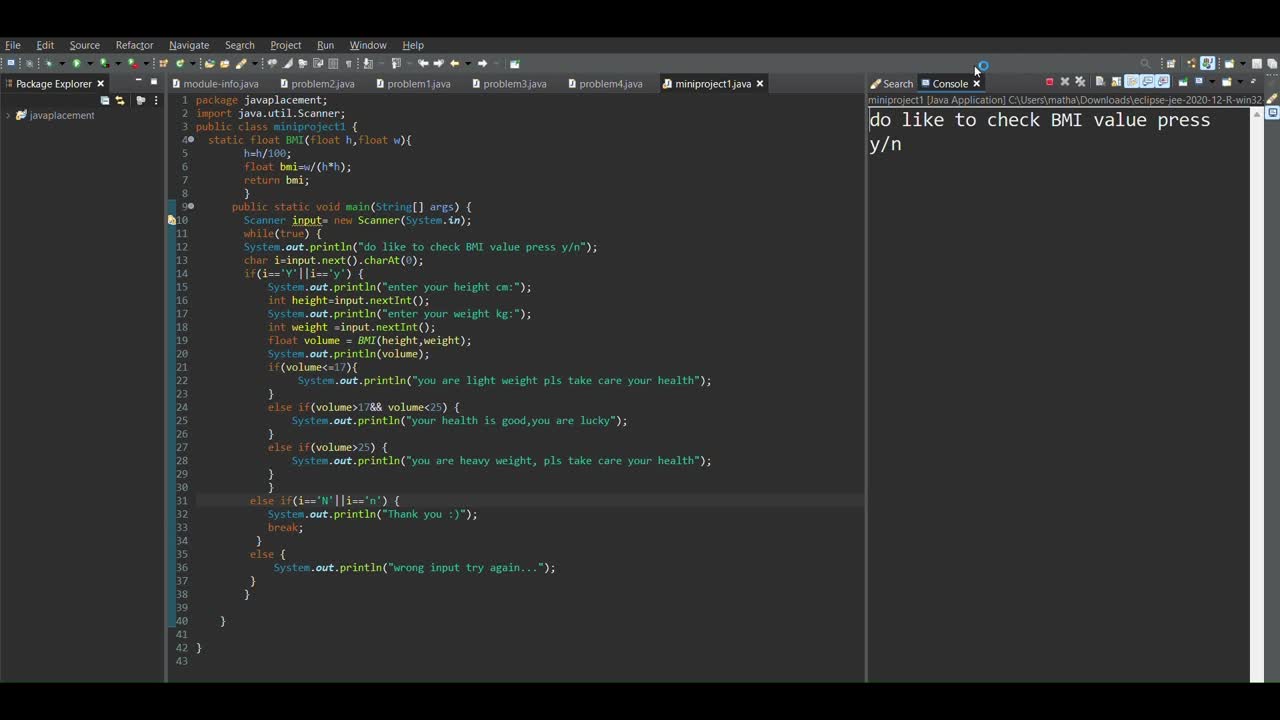 Java mini-project 1: Calculating BMI and Generating Reports | Mathan K ... Java mini-project 1: Calculating BMI and Generating Reports | Mathan K ...