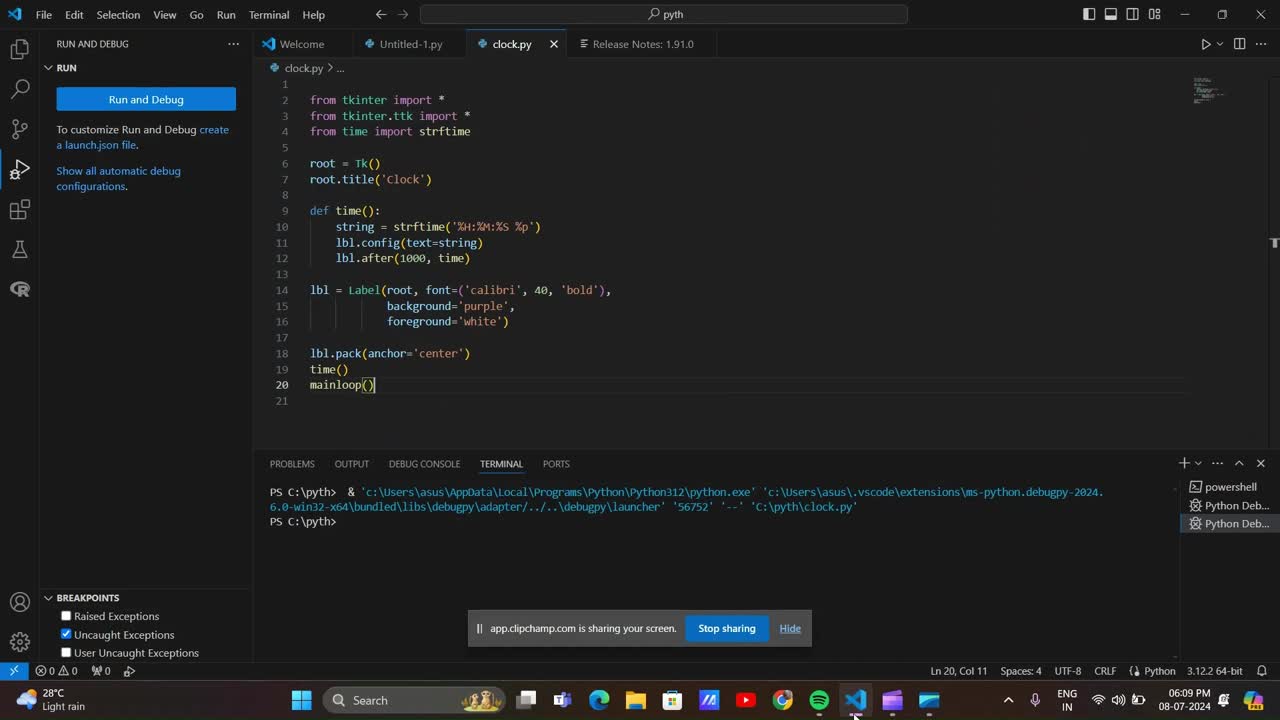 Ishan Tripathi on LinkedIn: #python #digitalclock #internship #coding # ... Ishan Tripathi on LinkedIn: #python #digitalclock #internship #coding # ...