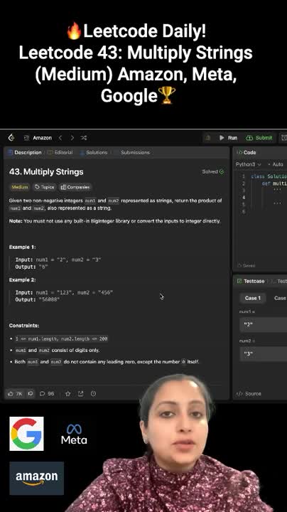 Snigdha Kakkar on LinkedIn: š„Leetcode Daily! Leetcode 43 - Multiply ... Snigdha Kakkar on LinkedIn: š„Leetcode Daily! Leetcode 43 - Multiply ...