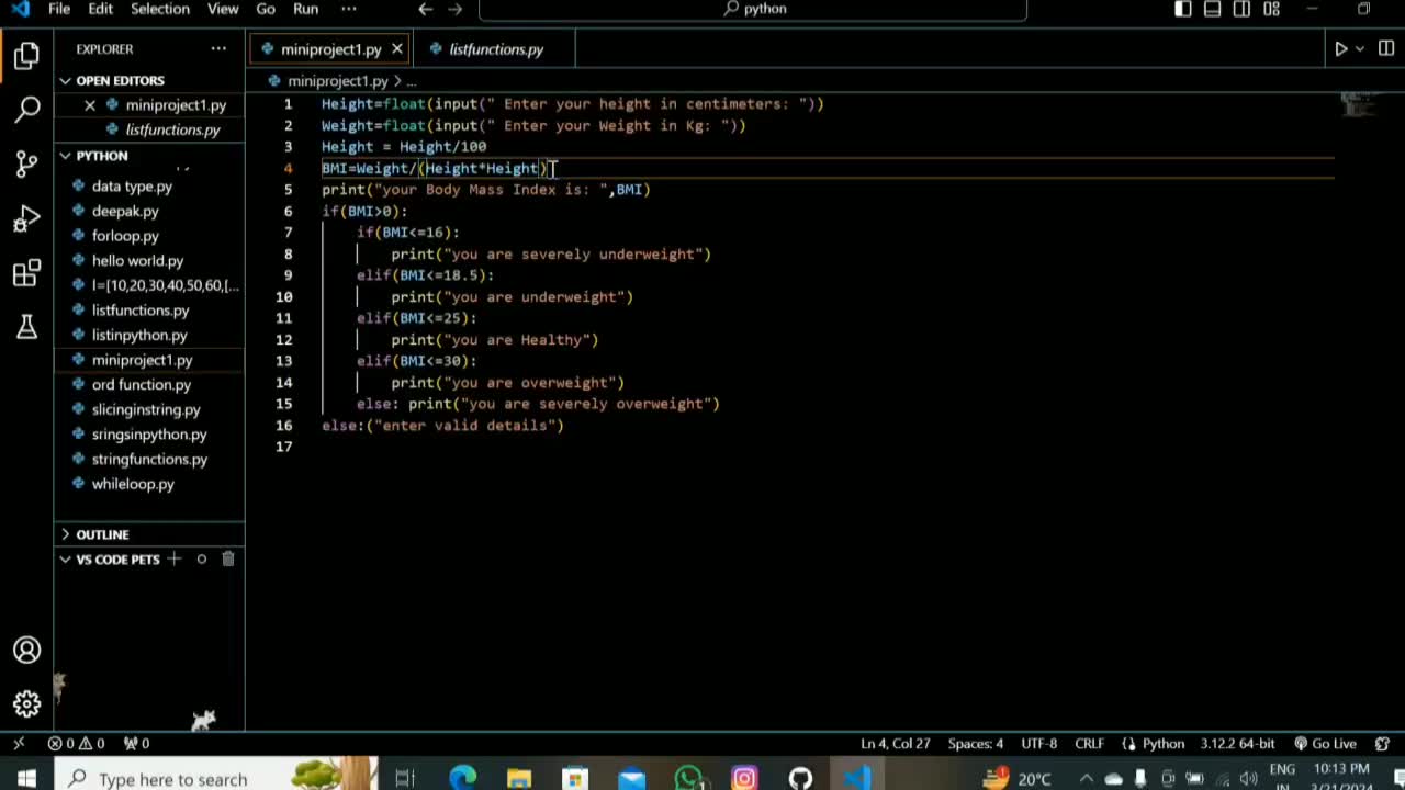 Alok Yadav on LinkedIn: #python #programming #bmi #health #fitness # ... Alok Yadav on LinkedIn: #python #programming #bmi #health #fitness # ...