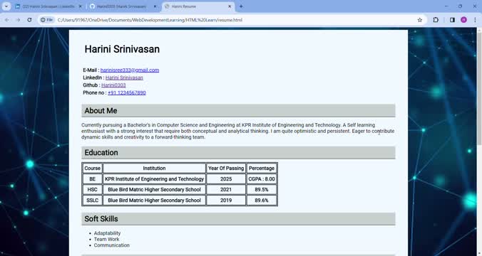Created my first resume using HTML and CSS | Harini Srinivasan posted ... Created my first resume using HTML and CSS | Harini Srinivasan posted ...