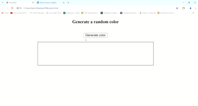 Sachin Kumar on LinkedIn: Random colour generator using JavaScript. Sachin Kumar on LinkedIn: Random colour generator using JavaScript.