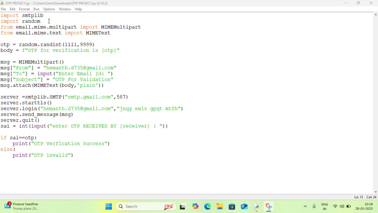 #python #cybersecurity #otpvalidation #emailautomation #pythonprojects ... #python #cybersecurity #otpvalidation #emailautomation #pythonprojects ...