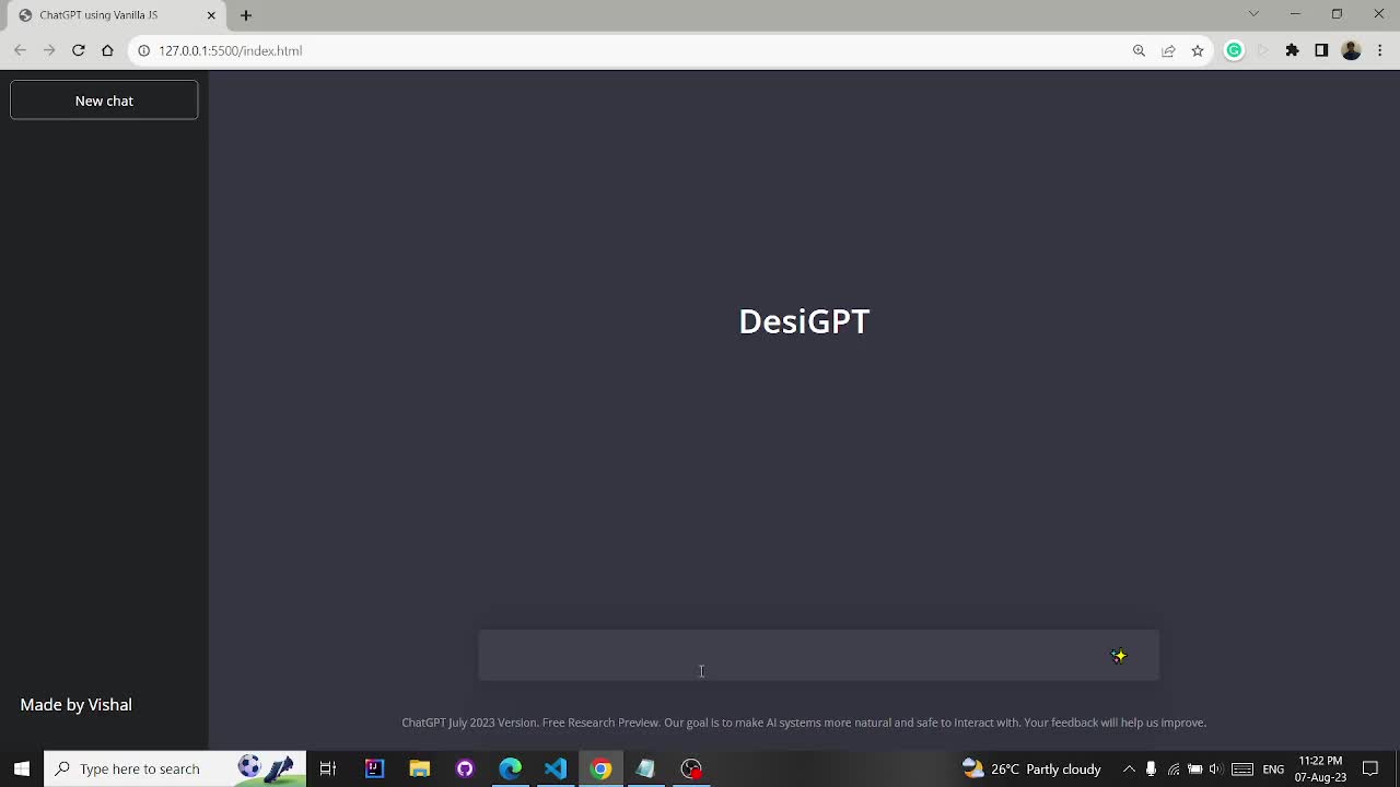 Built a fully functional clone of the ChatGPT (𝗗𝗲𝘀𝗶𝗚𝗣𝗧) using… | Vishal ... Built a fully functional clone of the ChatGPT (𝗗𝗲𝘀𝗶𝗚𝗣𝗧) using… | Vishal ...