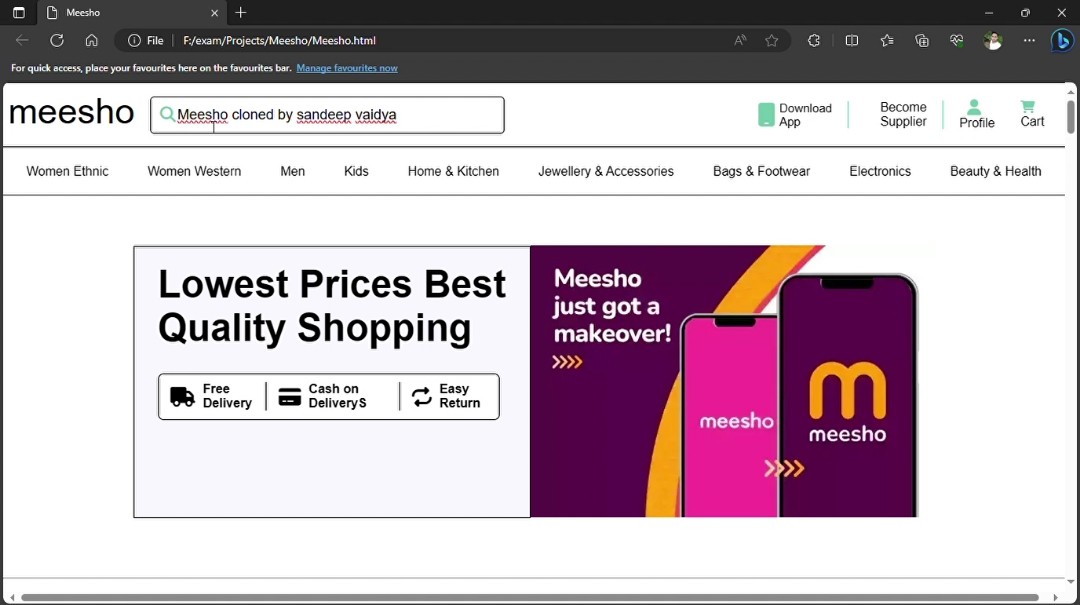 Meesho Clone (HTML | CSS) | Sandeep Vaidya Meesho Clone (HTML | CSS) | Sandeep Vaidya