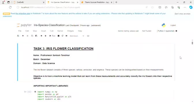 Data Science internship at CodSoft on IRIS FLOWER CLASSIFICATION ... Data Science internship at CodSoft on IRIS FLOWER CLASSIFICATION ...