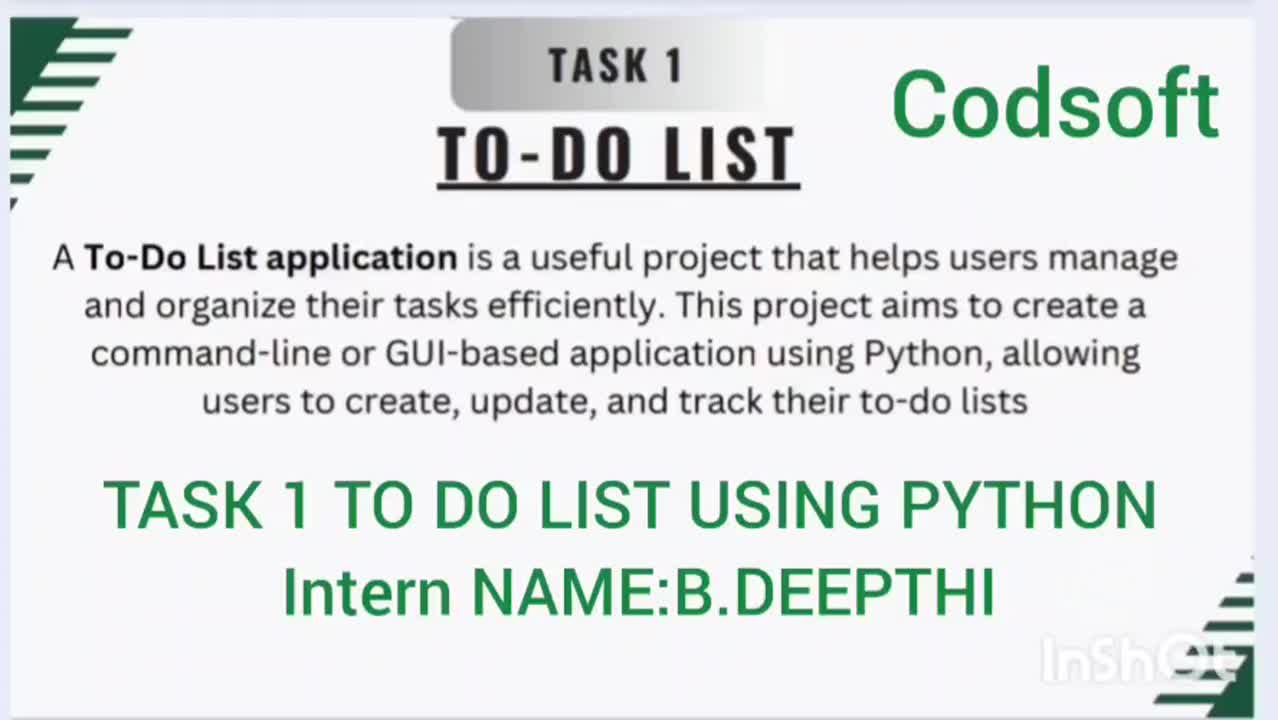 Finished a To do list application at CodSoft | DEEPTHI BATTINI posted ... Finished a To do list application at CodSoft | DEEPTHI BATTINI posted ...