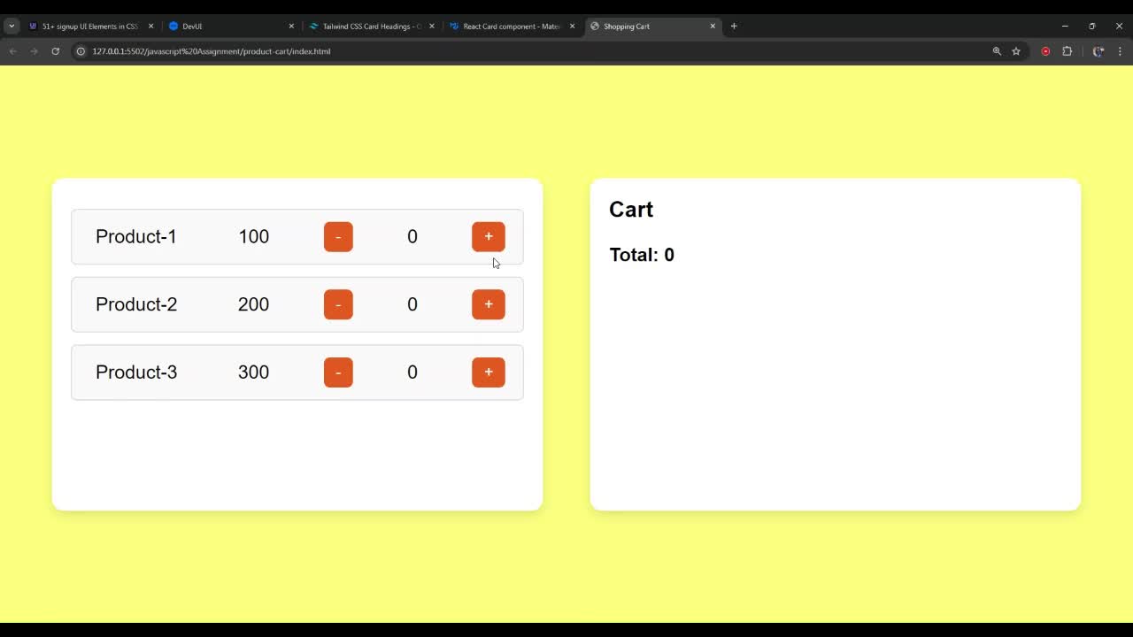 Completed a dynamic product list and cart using HTML, CSS, and ... Completed a dynamic product list and cart using HTML, CSS, and ...