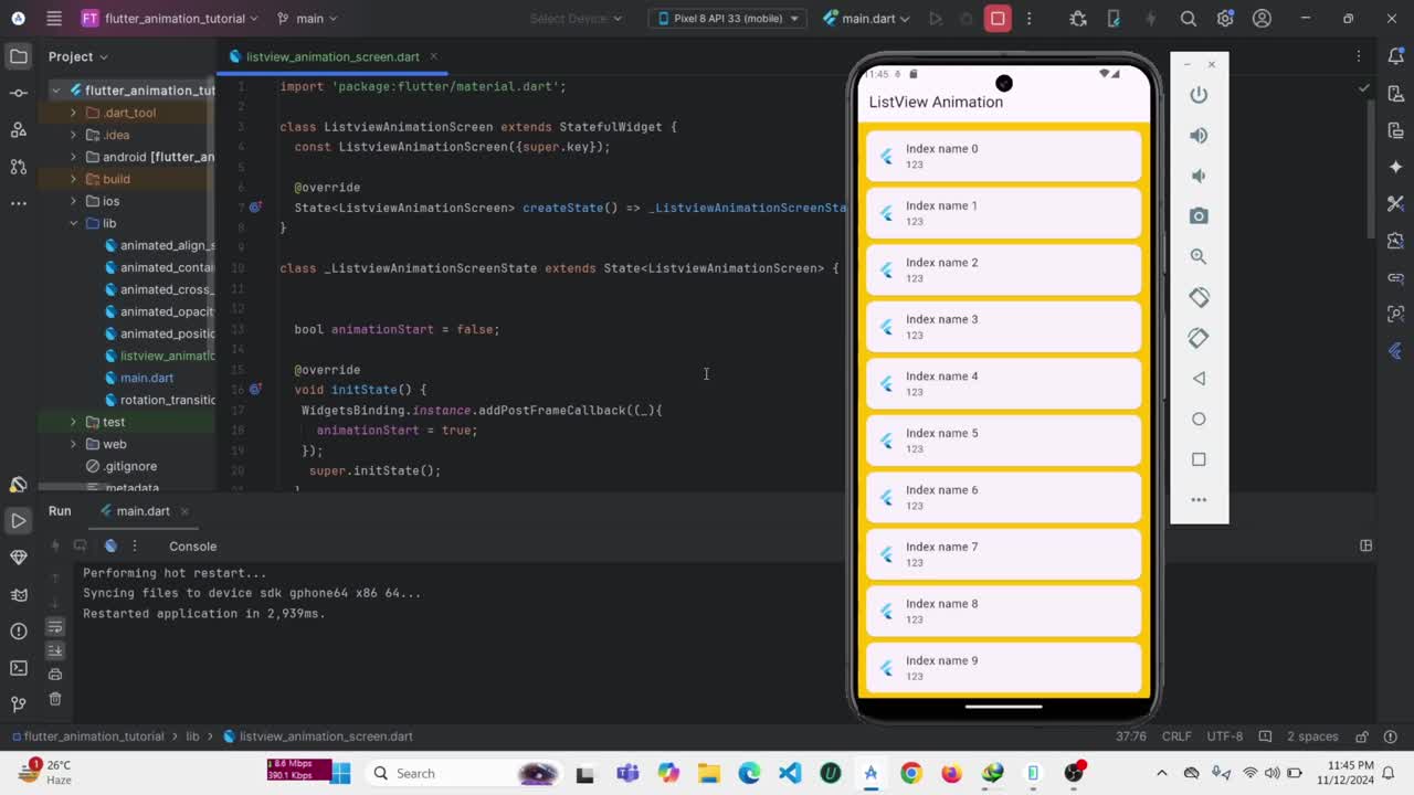 ListView Animation in flutter. Tutorial: https://lnkd.in/gkkDDq3K ... ListView Animation in flutter. Tutorial: https://lnkd.in/gkkDDq3K ...