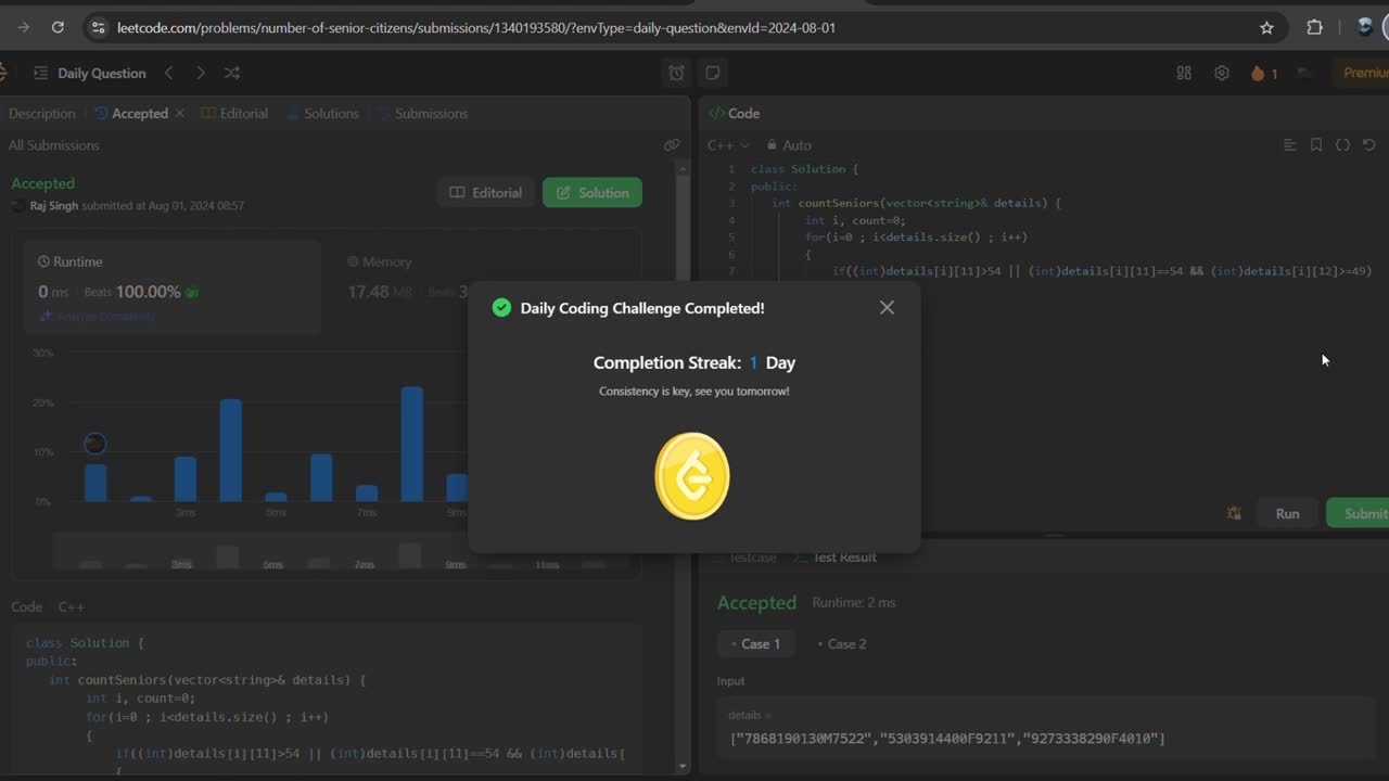 Raj Singh on LinkedIn: 🚀 Today, I tackled the LeetCode Problem of the ... Raj Singh on LinkedIn: 🚀 Today, I tackled the LeetCode Problem of the ...