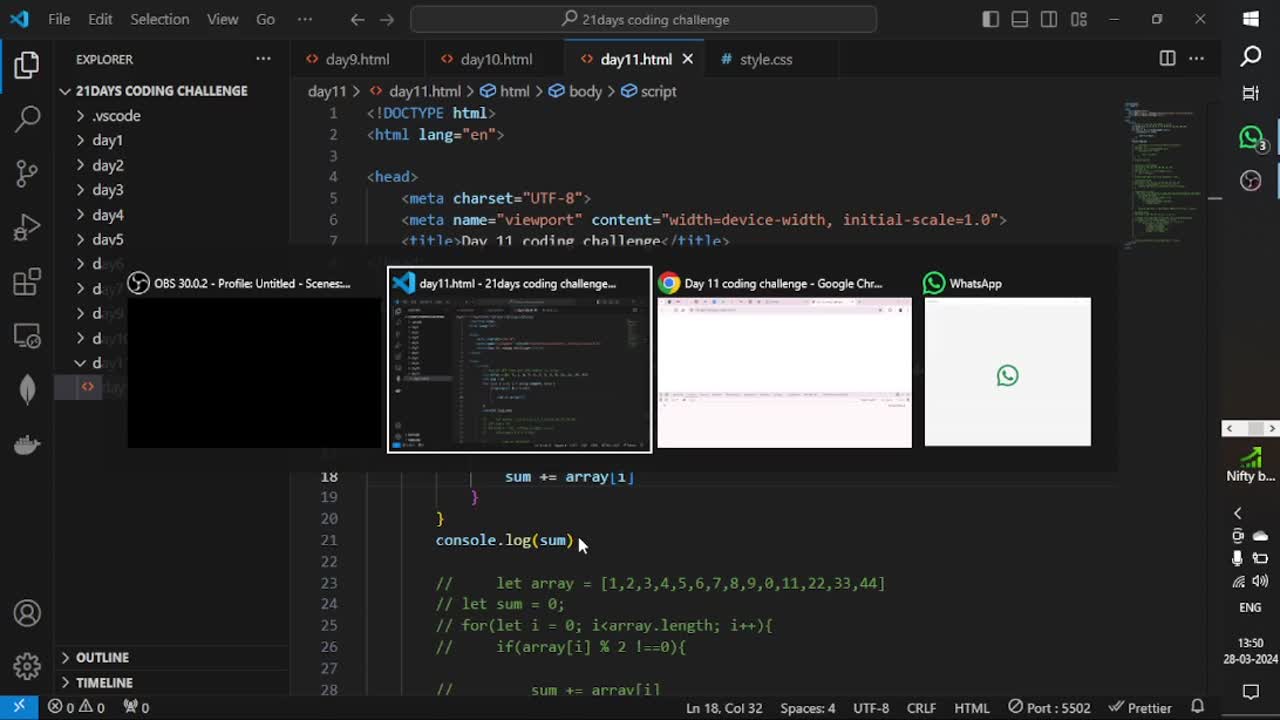 Day 11 of JavaScript Coding Challenge | Harsh Patidar posted on the ... Day 11 of JavaScript Coding Challenge | Harsh Patidar posted on the ...
