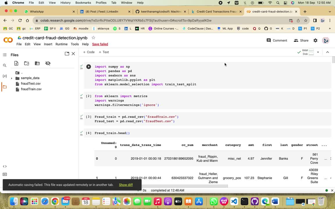 My project on credit card fraud detection with Codsoft | Keerthana M G ... My project on credit card fraud detection with Codsoft | Keerthana M G ...