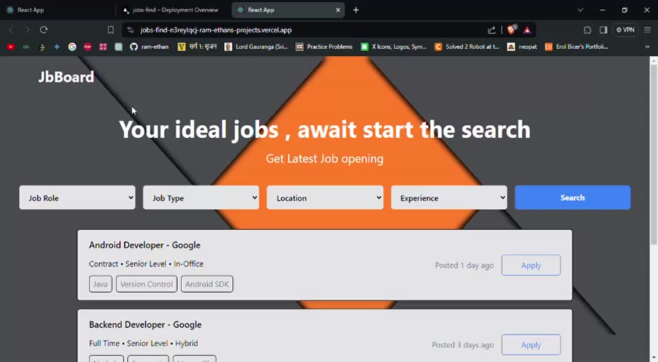 Ram Harsh Pandey on LinkedIn: #react #firebase #tailwindcss #jobfinder ... Ram Harsh Pandey on LinkedIn: #react #firebase #tailwindcss #jobfinder ...