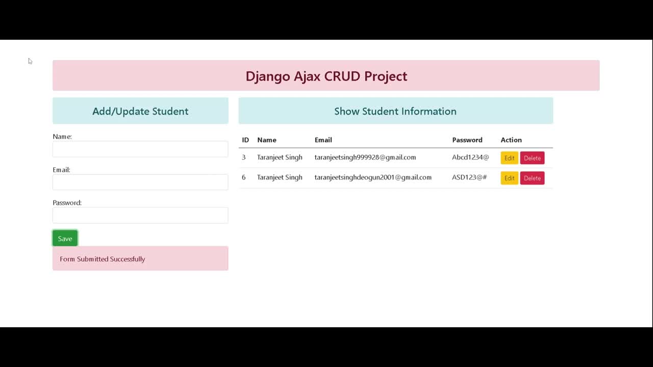 Taranjeet Singh on LinkedIn: #django #ajax #crud #projectshowcase # ... Taranjeet Singh on LinkedIn: #django #ajax #crud #projectshowcase # ...