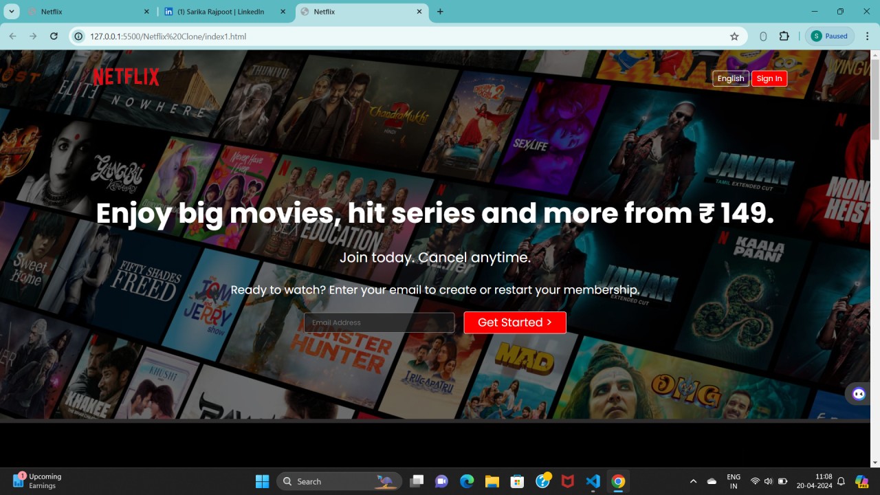 #bharatinterns #html #css #netflixclone #webdevelopment | Sarika Rajpoot #bharatinterns #html #css #netflixclone #webdevelopment | Sarika Rajpoot