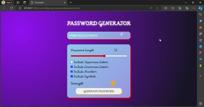 Created a password generator using HTML, CSS, and JavaScript ... Created a password generator using HTML, CSS, and JavaScript ...