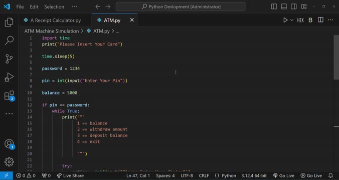 Completed task 1: ATM machine simulation with Python | Pranit Bonde ... Completed task 1: ATM machine simulation with Python | Pranit Bonde ...