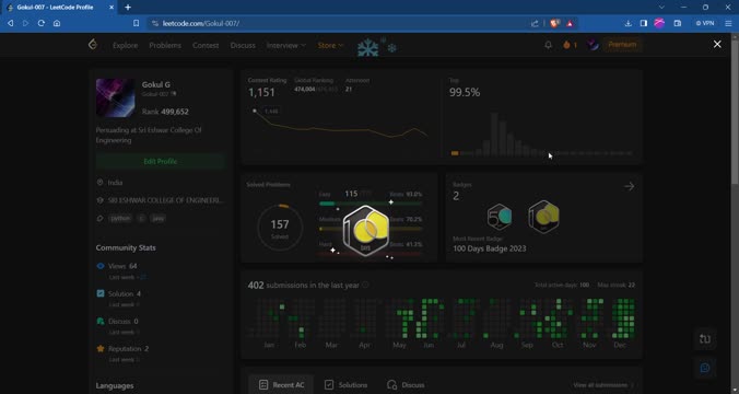 Gokul G on LinkedIn: #100daysofcode #leetcode #codingjourney # ... Gokul G on LinkedIn: #100daysofcode #leetcode #codingjourney # ...