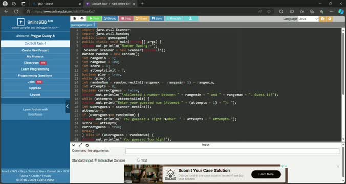 Pragya Dubey on LinkedIn: #javaprogramming #codsoft #codsoftintern Pragya Dubey on LinkedIn: #javaprogramming #codsoft #codsoftintern