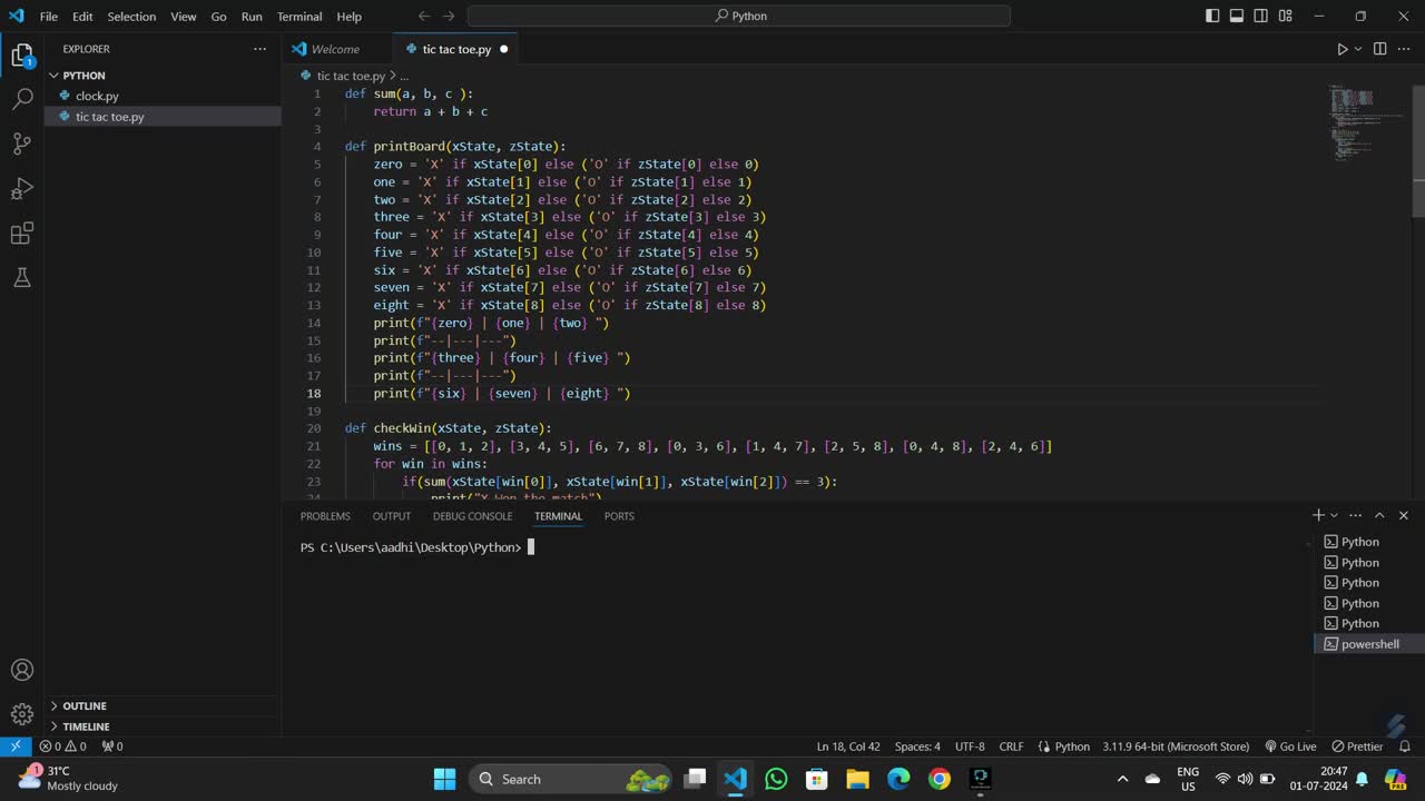 Aaditiyan RV on LinkedIn: #python #gamedevelopment #tictactoe #coding # ... Aaditiyan RV on LinkedIn: #python #gamedevelopment #tictactoe #coding # ...