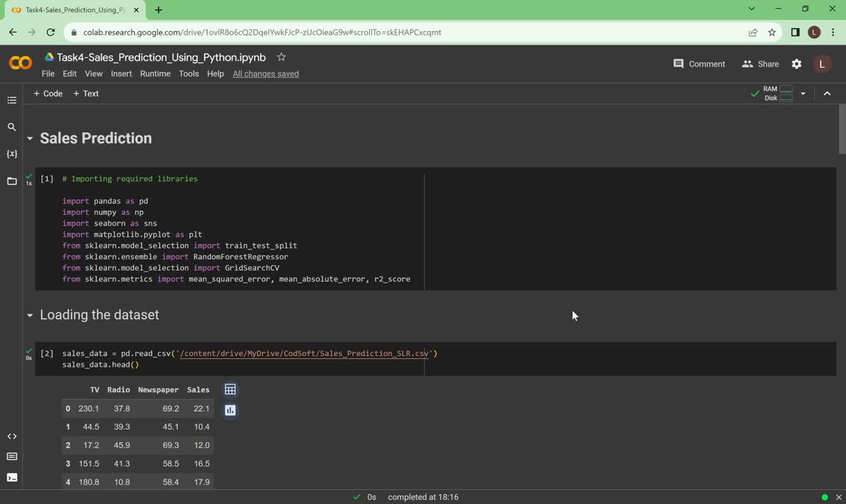 Lasya shindhe on LinkedIn: CodSoft Task 4: Sales Prediction Using ... Lasya shindhe on LinkedIn: CodSoft Task 4: Sales Prediction Using ...