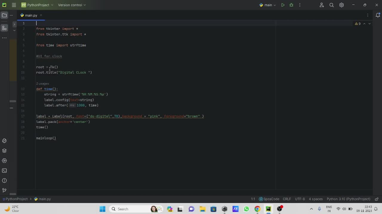 Made a digital clock on Python with InternPe | Preetesh Kumar Singha ... Made a digital clock on Python with InternPe | Preetesh Kumar Singha ...