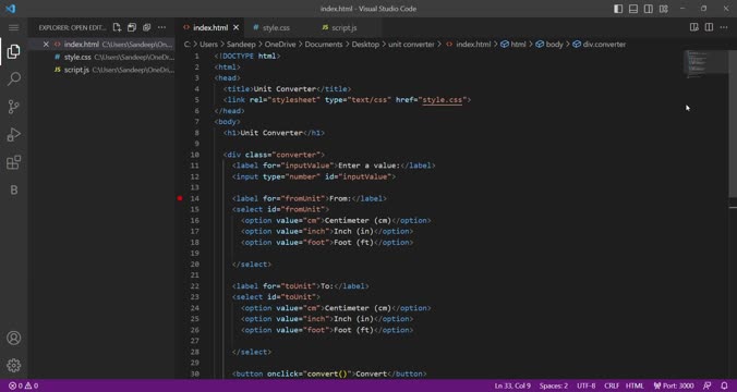 SANDEEP BUDDABATHINA on LinkedIn: #html #css #javascript #unitconverter SANDEEP BUDDABATHINA on LinkedIn: #html #css #javascript #unitconverter