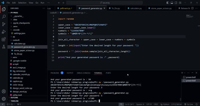Completed Task 4 of CodSoft password generator | Abdur Rahman F R ... Completed Task 4 of CodSoft password generator | Abdur Rahman F R ...